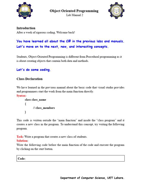 Introduction To Classes In Oop Pdf Object Oriented Programming Class Computer Programming
