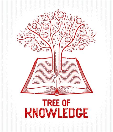 Tree Growing From Text Lines Of An Open Vintage Book Education Or Science Knowledge Concept