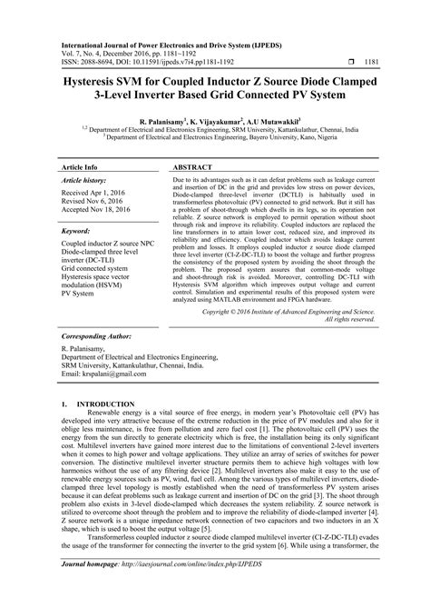 Hysteresis Svm For Coupled Inductor Z Source Diode Clamped 3 Level Inverter Based Grid Connected