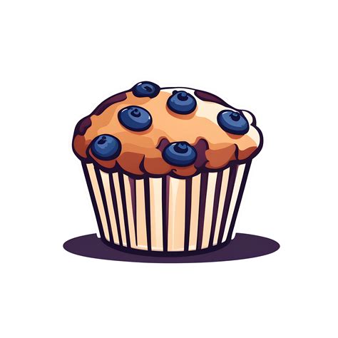 Cute Blueberry Muffin Sticker Simple Fluffy Golden Brown Bakery Treat