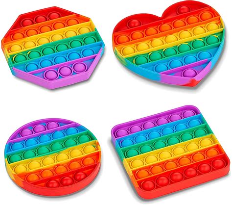 및 성인호환용 실리콘 푸시 팝 버블 장난감 레인보우 피젯 포퍼 사각형 팔각형 하트 원형 모양 티몬