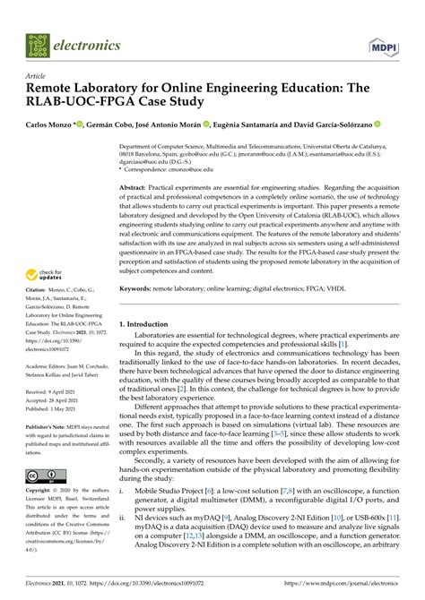 Pdf Remote Laboratory For Online Engineering Education The Rlab Uoc