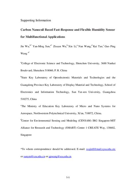 Pdf Carbon Nanocoil Based Fast Response And Flexible Humidity Sensor For Multifunctional