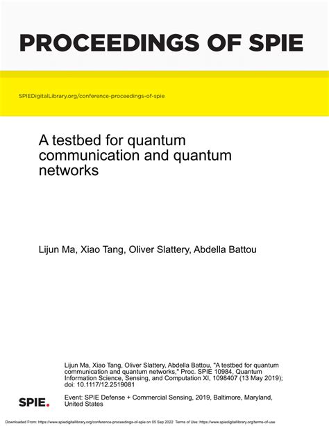 Pdf A Testbed For Quantum Communication And Quantum Networks