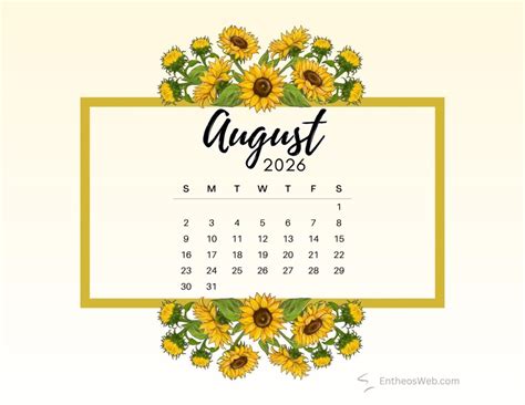 August 2026 Calendar Printables Entheosweb