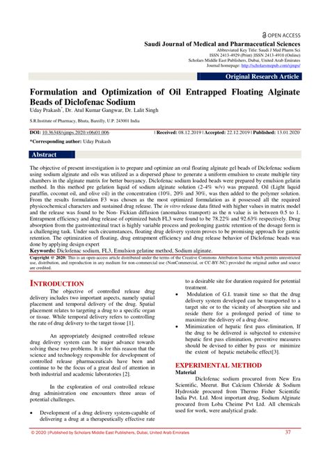 Pdf Formulation And Optimization Of Oil Entrapped Floating Alginate
