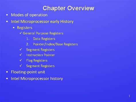Chapter Overview Modes Of Operation Intel Microprocessor Early