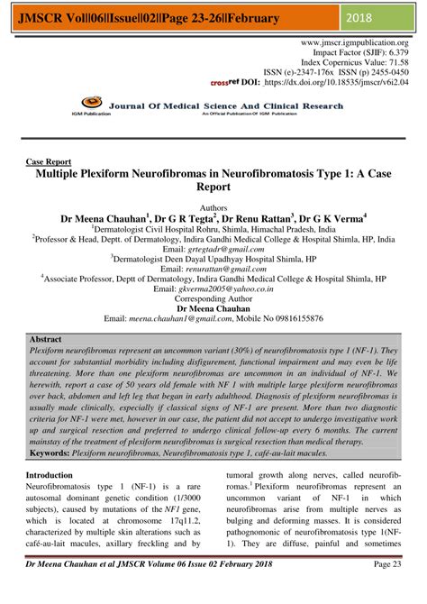 Pdf Multiple Plexiform Neurofibromas In Neurofibromatosis Type 1 A