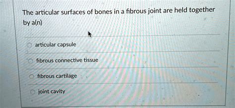 The Articular Surfaces Of Bones In A Fibrous Joint Are Held Together By An Articular Capsule