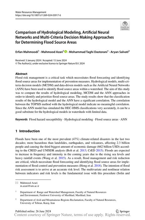 comparison of hydrological modeling artificial neural networks and