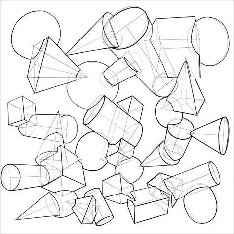 Artstation Form Intersections Geometric Shapes Drawing Practice Drawing Shapes Concept Art