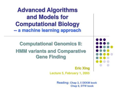 Ppt Advanced Algorithms And Models For Computational Biology A