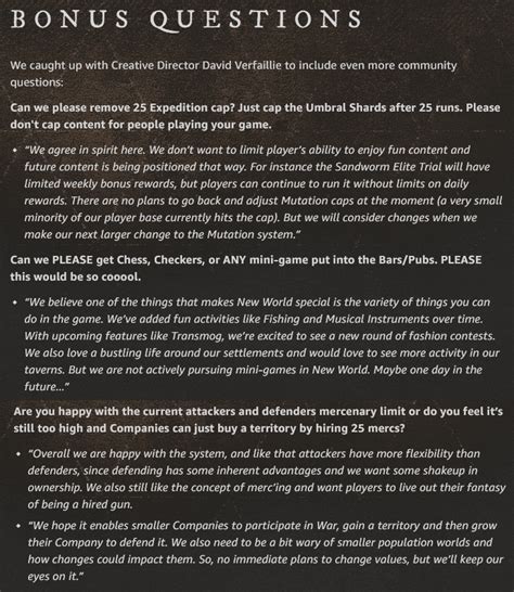 Here Are Some Extra Developer Qanda S That Didn T Make It Into This Week S Video R Newworldgame