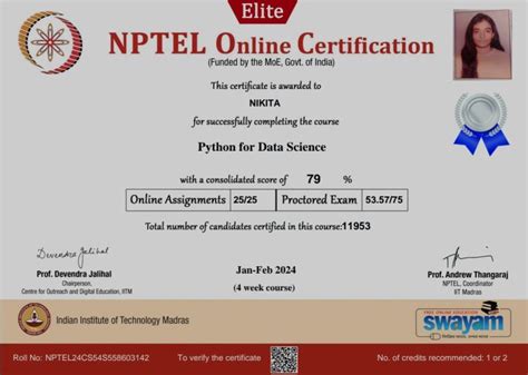 Completion Of Nptel Python For Data Science Course Nikita Narwat Posted On The Topic Linkedin