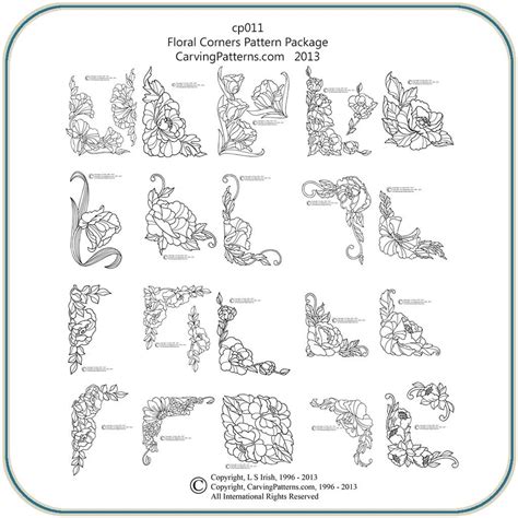 Floral Corners Wood Carving And Pyrography Patterns By L S Irish Wood Carving Designs Wood