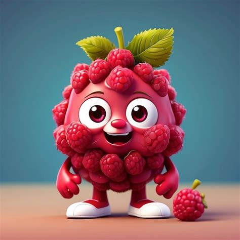 Premium Photo 3d Cute Raspberry Character