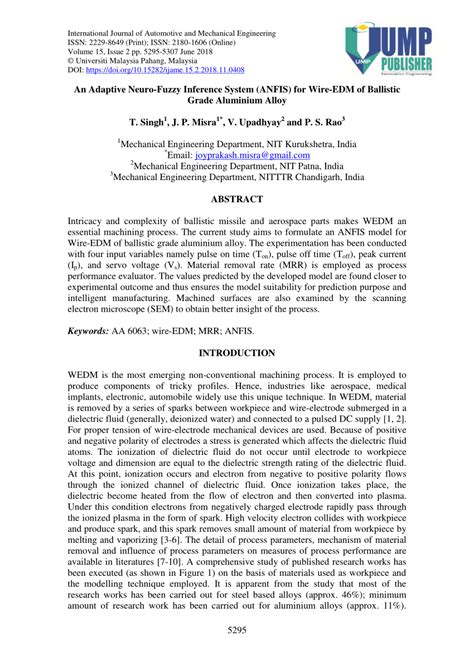 Pdf An Adaptive Neuro Fuzzy Inference System Anfis For Wire Edm Of