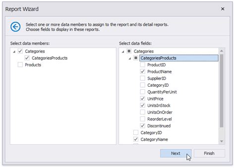 choose fields to display in a report reporting tools