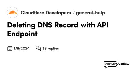 Deleting Dns Record With Api Endpoint Cloudflare Developers