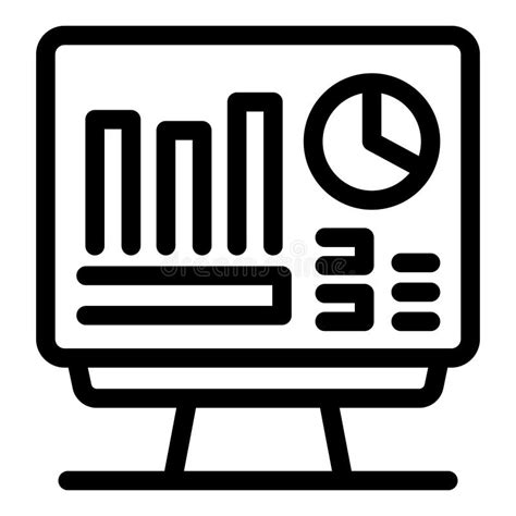 Computer Monitor Displaying Business Charts And Graphs Icon Stock Vector Illustration Of