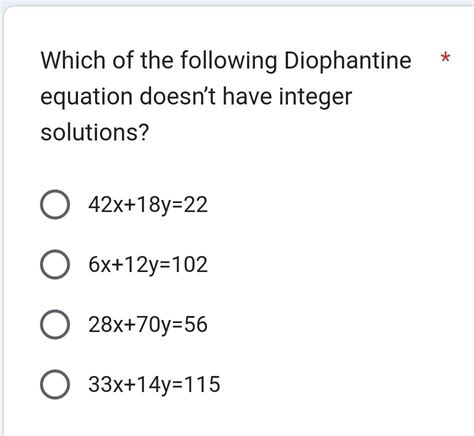 Solved Which Of The Following Diophantine Equation Doesnt