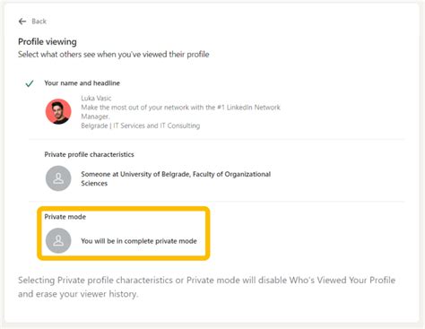 how to use private mode on linkedin for improved networking
