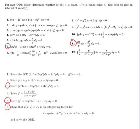 Solved For each ODE below, determine whether or not it is | Chegg.com