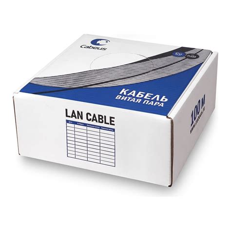 Кабель витая пара Cabeus Utp U Utp категория 5e 4 пары 24 Awg одножильный для внешней