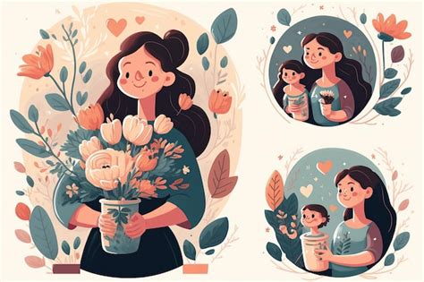 Ilustraci N Generada Por Ai Madre E Hijo Mam Abrazando A Su Hija Con