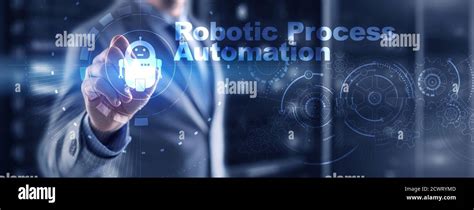 Rpa Robotic Process Automation Technology Concept On Virtual Screen