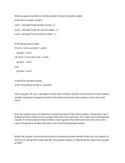 Write A Program In Python To Find The Greatest Number Among Three Digits Docx Write A Program