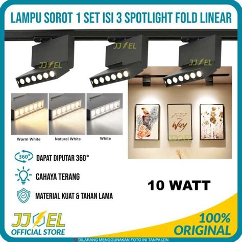 Promo Lampu Sorot 1 Set Isi 3 Rel Led Track Light Rell Spotlight Fold Linear 10w Hitam Putih