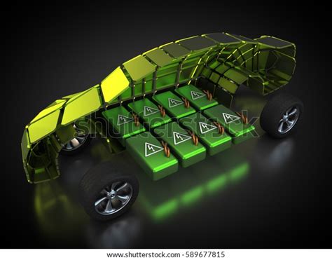 3d 렌더링배터리에 열린 차체가 있는 전기 스톡 일러스트 589677815