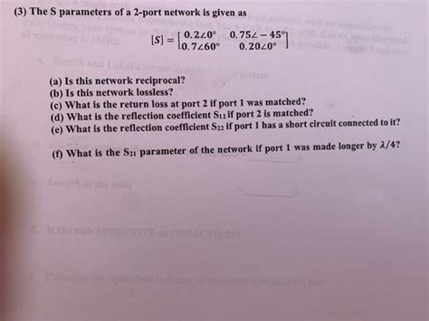 answered the s parameters of a 2 port network is… bartleby