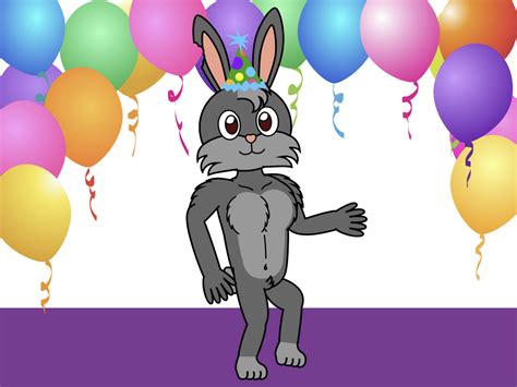 Naked Megatron The Rabbit Dancing Without His Eyepatch While His 21th Birthday By