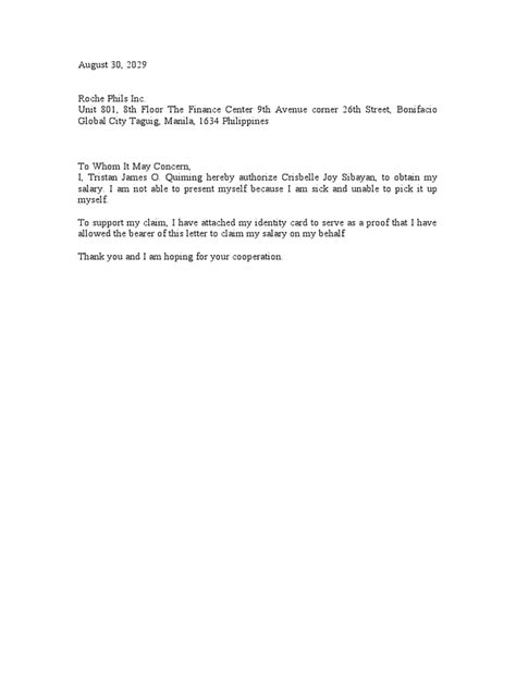 Authorization Memo Tristan Pdf