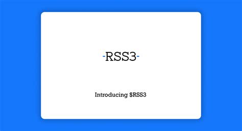 Introducing Rss3