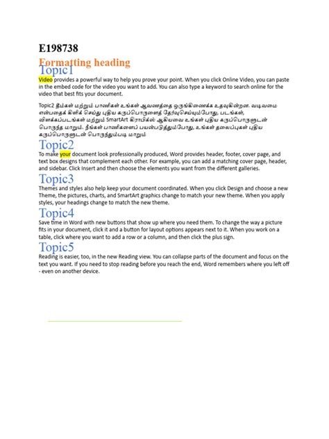 Formatting Heading Pdf