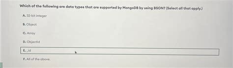 Solved Which Of The Following Are Data Types That Are