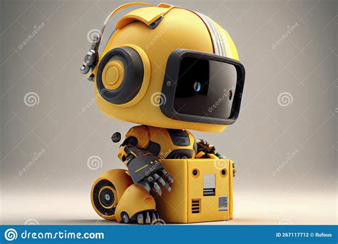 Engineer Robot With D Rendering Cute And Small Artificial Intelligence Assistant Robot Wear