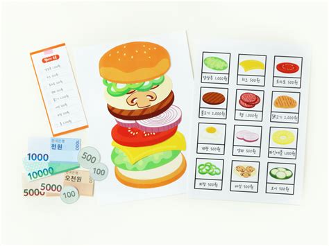 햄버거 가게 놀이 도안 🍔 미술로 경제교육 네이버 블로그