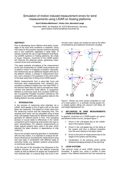 Pdf Simulation Of Motion Induced Measurement Errors For Wind
