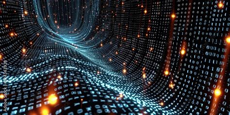 Blur Binary Data With Dots And Lines Depth Of Field Effect Applied