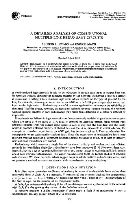 Pdf A Detailed Analysis Of Combinational Multiple Line Redundant Circuits