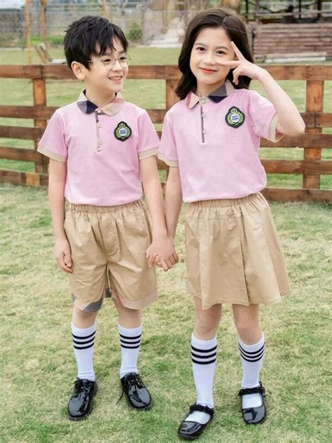 유치원 유니폼 여름 복장 초등 남색 스커트 학교 어린이 교복 여름 반팔 한국 무대 And 댄스 착용