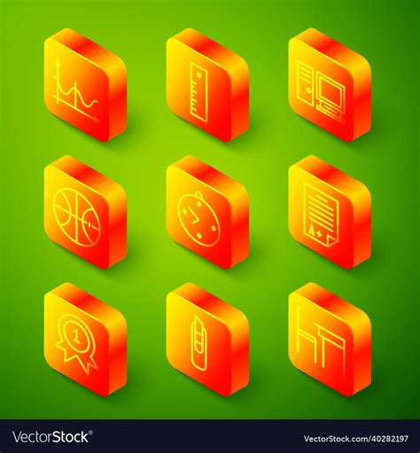 Set Line Graph Schedule Chart Diagram Ruler Vector Image
