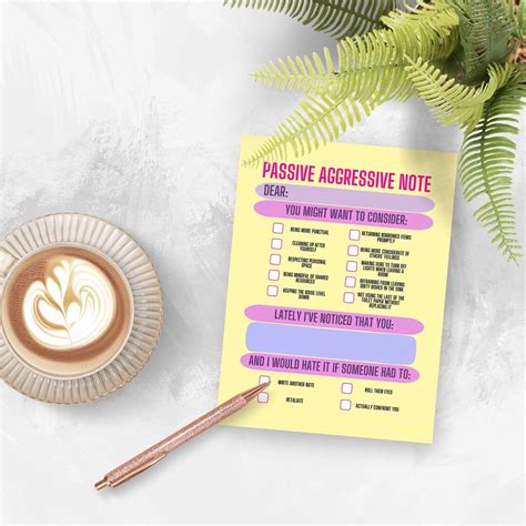 Neon Passive Aggressive Note Printable Pdf Instant Download Snarky
