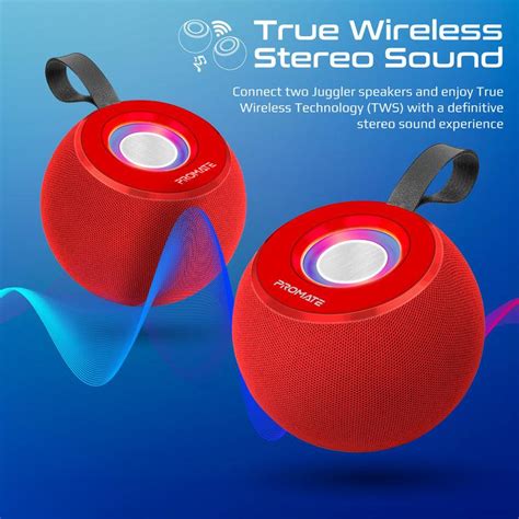 Promate Juggler Lumiflux Wireless High Definition Speaker Red Datablitz