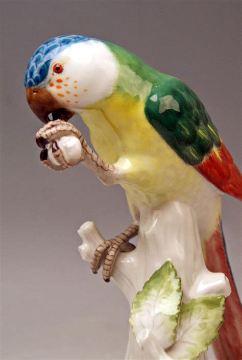 Meissen Animal Figurine Parrot With Cockchafer Model 20x Kaendler Made