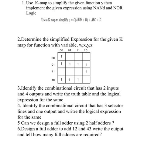 Solved 1 Use K Map To Simplify The Given Function Y Then